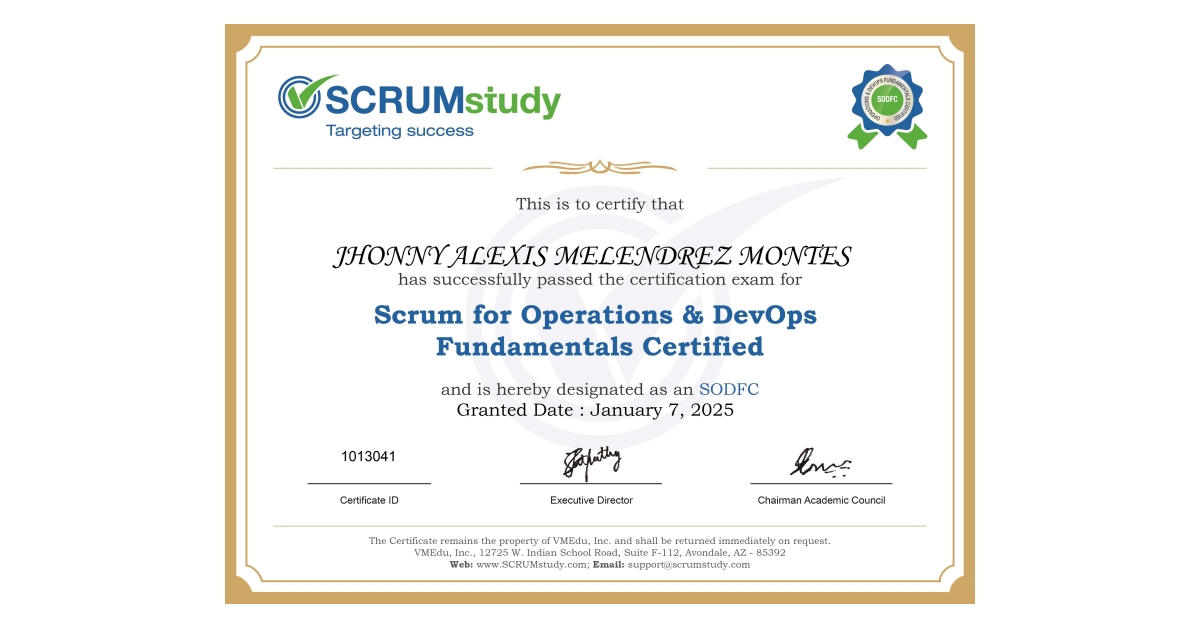 I passed the Scrum for Operations and DevOps Fundamentals Certified ...