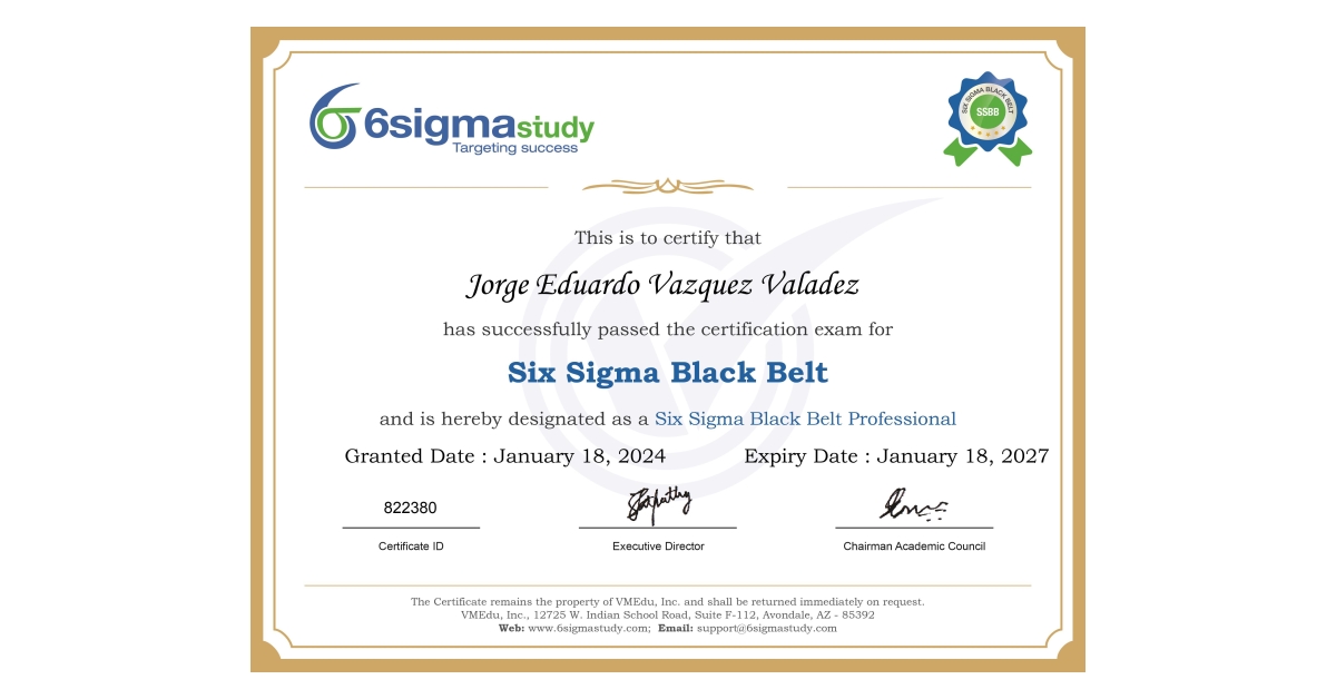 I passed the Six Sigma Black Belt certification exam!